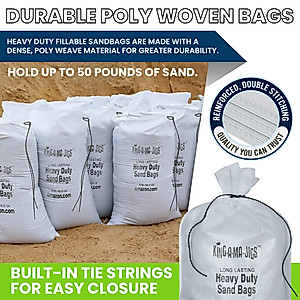 Sand Bags (12 Pack) Empty Sandbags with Ties, Heavy Duty, UV Treated (14" x 25") Non-Slip Empty Bags for Sand - (12 Pack)