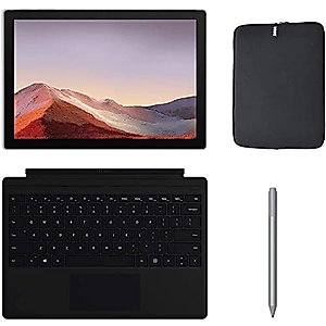 Newest Microsoft Surface Pro 7+ 12.3 Inch Touchscreen Tablet PC Bundle with Type Cover, Surface Pen & Sleeve, Intel 10th Gen Core i5, 8GB RAM, 128GB SSD, WiFi, Windows 11, Platinum (Latest Model)