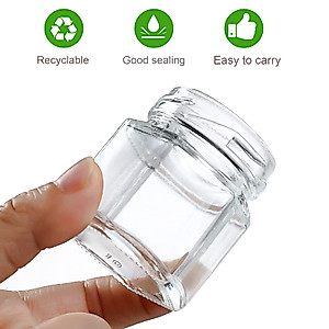 Mcupper 48 Pack 1.5oz Hexagon Glass Jars with Gold Lids, Mini Honey Jars, Small Spice Jars, Jam Jars for Gifts and Wedding Favors