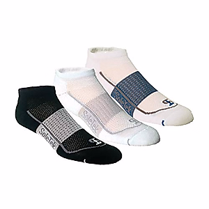 SoleTek Cool Running No Show Wicking Sock, Black-White-Royal, Large (3 Pair Pack)