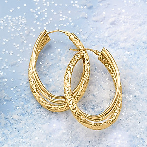 Ross-Simons Italian 14kt Yellow Gold Triple Hoop Earrings