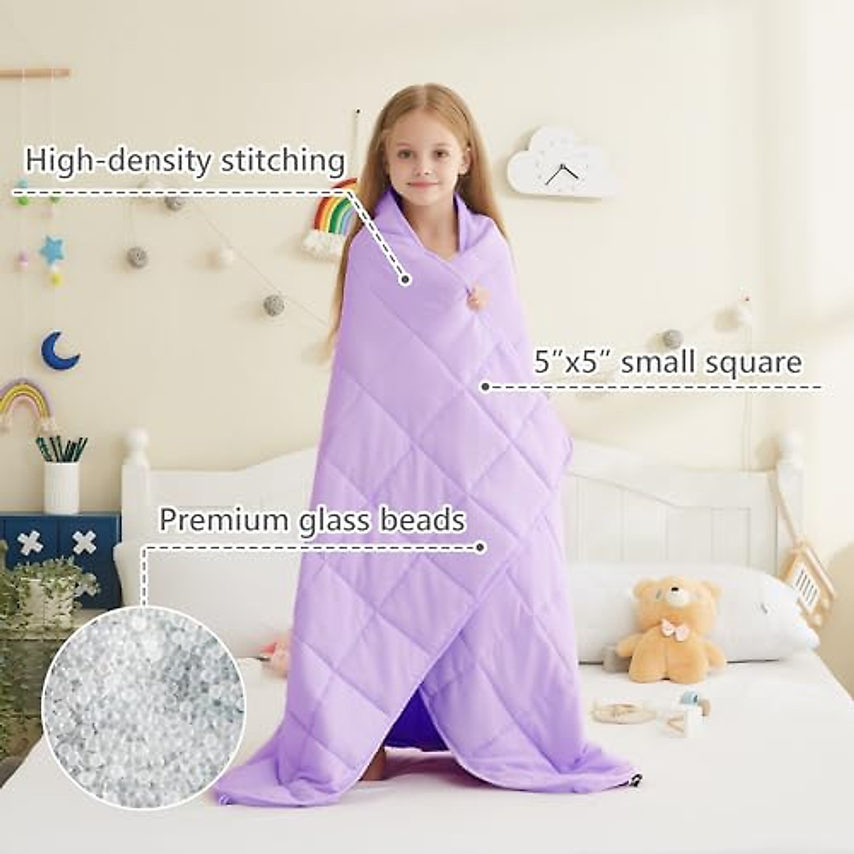 L'AGRATY Weighted Blanket - 40"x60" 7lbs Cooling Breathable Weighted Heavy Blanket Microfiber Material with Glass Beads Small Blanket for All-Season Summer Fall Winter Soft Thick Blanket
