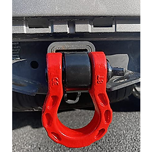 Shackle Hitch Solid Billet 2" Receiver with RED Mega D Ring for Trucks and SUV's