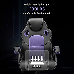 DualThunder Gaming Chairs, Home Office Desk Chairs Clearance, Comfortable Cheap Gaming Office Chairs, Computer Chairs Video Game Chairs, Gaming Chairs for Teens Gamer, Swivel Rolling Chairs, Purple