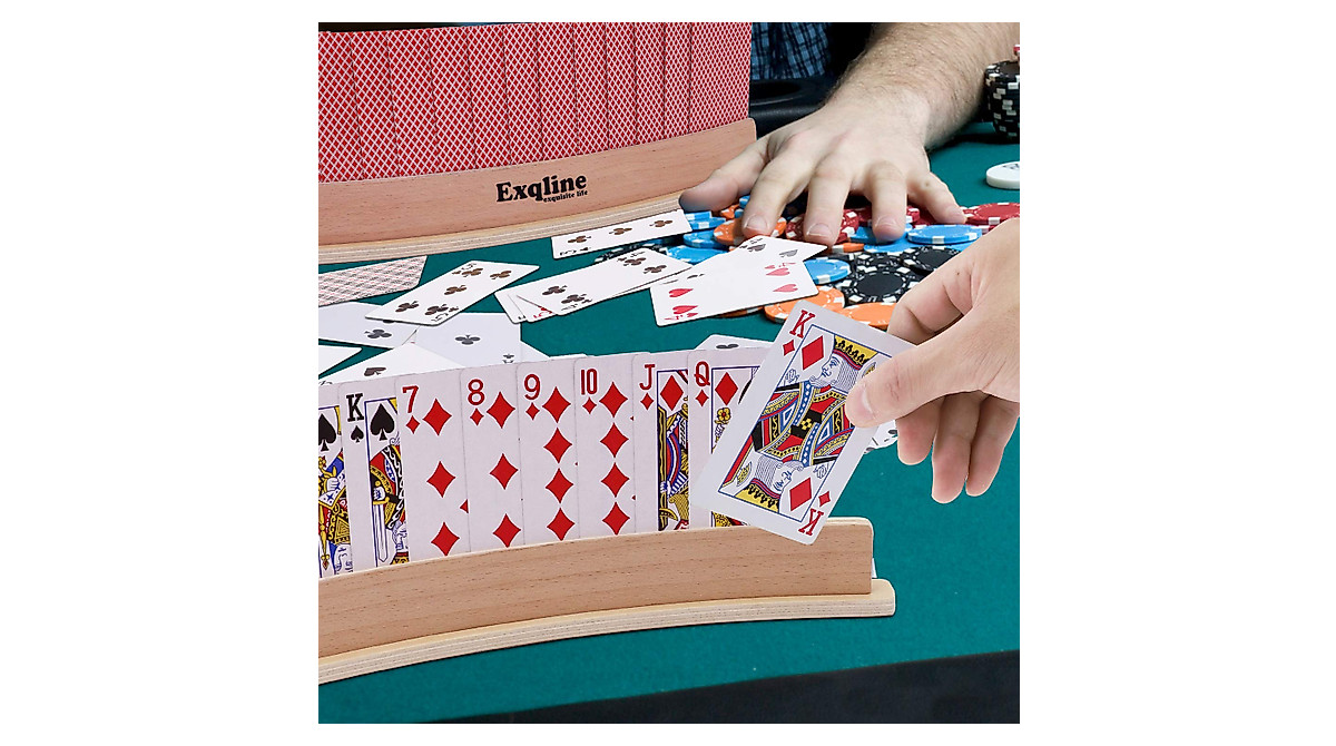 Exqline Wooden Curved Card Holders Set of 4 for Easy & Discreet Play