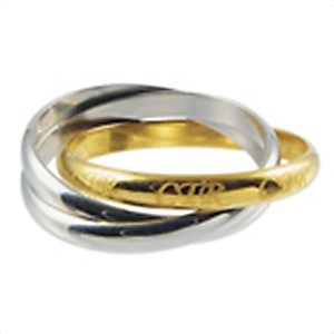 LDS Womens Stainless Steel Two-Tone Roll CTR Choose The Right Ring for Girls - LDS Rings, Womens CTR Ring, Girls CTR Ring - Three Separate Interlocking Rings That Exchange Places in a Rolling Fashion