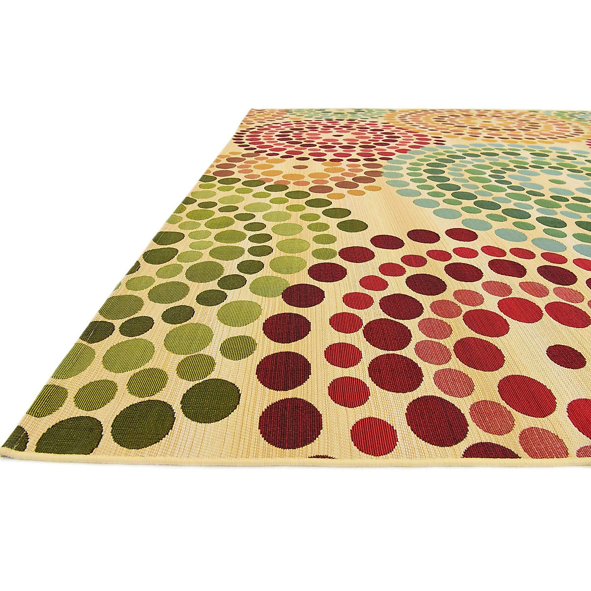 Unique Loom Outdoor Modern Collection Area Rug - Spark (10' x 12' 2" Rectangle, Beige/ Burgundy)