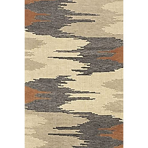 FINOREN Minimalist Area Rug,Ripple Line Soft Non-Slip Rug for Bedroom Living Room Hallway Home Entrance,Washable Low Pile Floor Decor,Child Pet Friendly,Beige Gray,4x6 Feet
