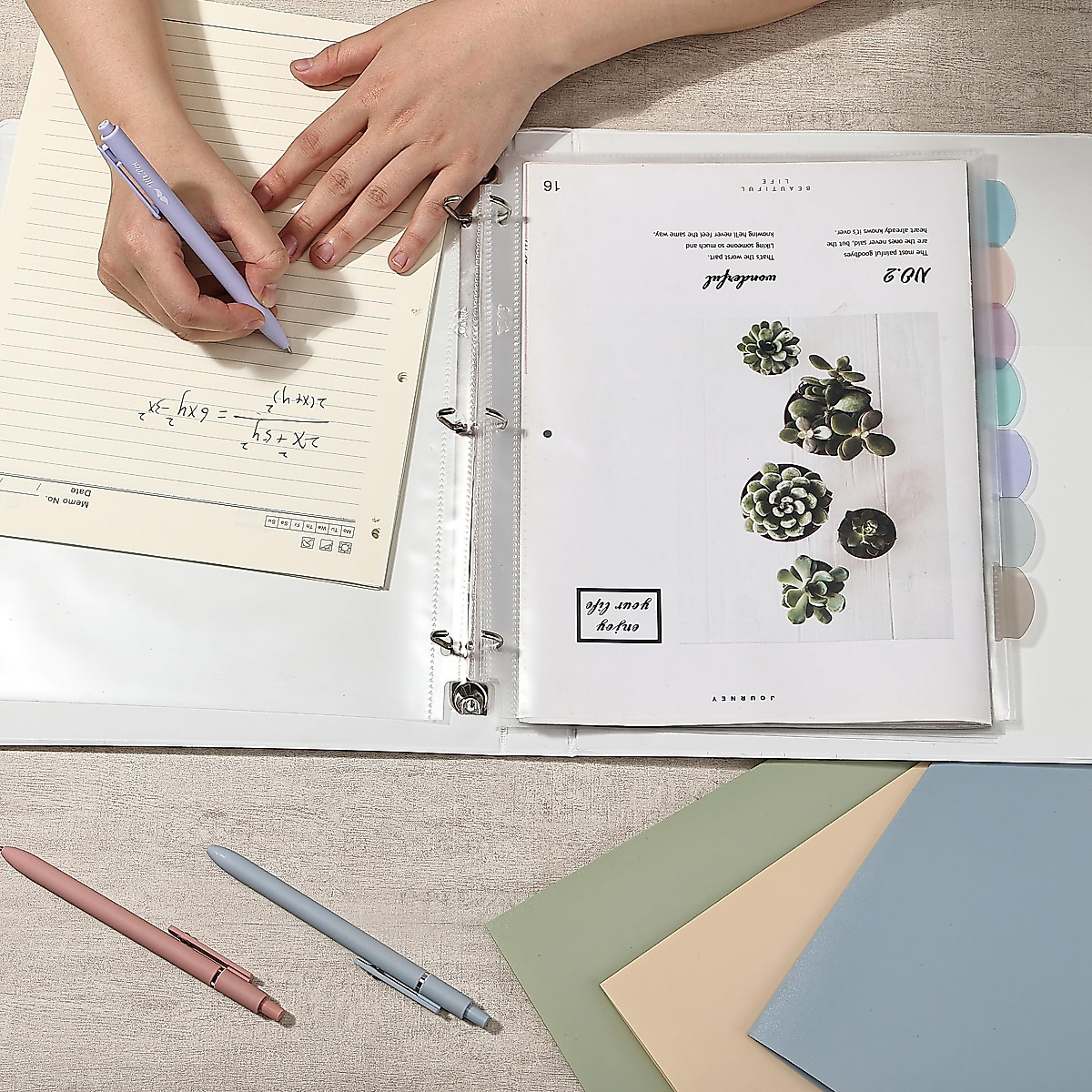 Mr. Pen- Clear Sheet Protectors with Binder Tabs, 8 Tabs, 2 Sets, Clear Binder Sheet Protectors, Clear Plastic Dividers for 3 Ring Binder, Insertable Index Page Divider Multicolor Tabs