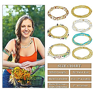Jadive 7 Pieces Waist Beads for Women Jewelry Belly Beads Chains Colorful Summer African Beach Bikini Body Belly Chains Bohemia Body Jewelry (Stylish Style)