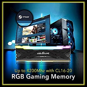 addlink AddGame Spider X4 RGB DDR4 RAM 32GB (2x16GB) Gaming 3200MHz with Heatsink 288-Pin, CL16 1.35V Intel XMP 2.0, UDIMM Dual Channel, Compatible Desktop Computer Memory - Black (AG16GB32C16X4UBX2)