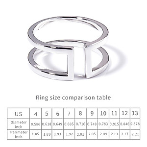 Meow Star Irregular Silver Ring for Women Thin Wide Adjustable Open Rings 14K Gold Plated Stackable Promise Band Ring(Silver_8#)