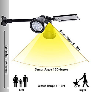 Solar Outdoor Spotlights, 1400-Lumens Bright 36 LED Motion Sensor Spot Light Waterproof Double Head Security Light Wall Light Landscape Light Security Lighting for Patio Deck Yard Garden Driveway