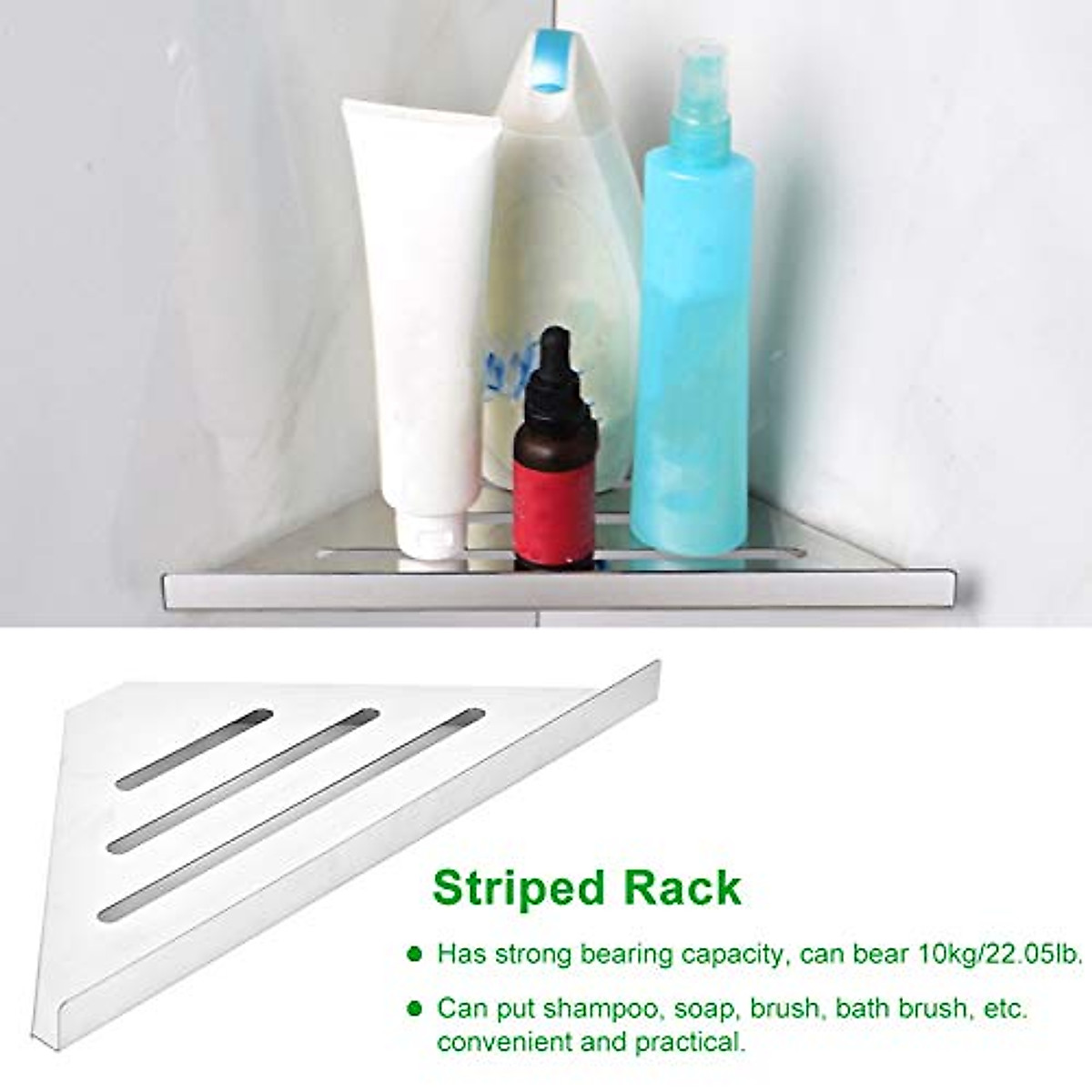 OUKENS Rack Bathroom Corner Shelf, Stainless Steel Triangular Storage Shelf Shower Corner Shelf Rack Organizer for Home Bathroom(Punching)
