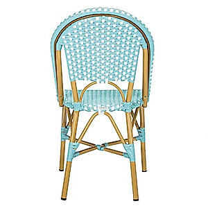 Safavieh Home Collection Hooper Indoor-Outdoor Stacking Side Chairs | Teal & White | Set of 2