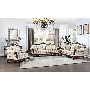 Acme Furniture Nayla Love Seats, Beige, Cream, Walnut