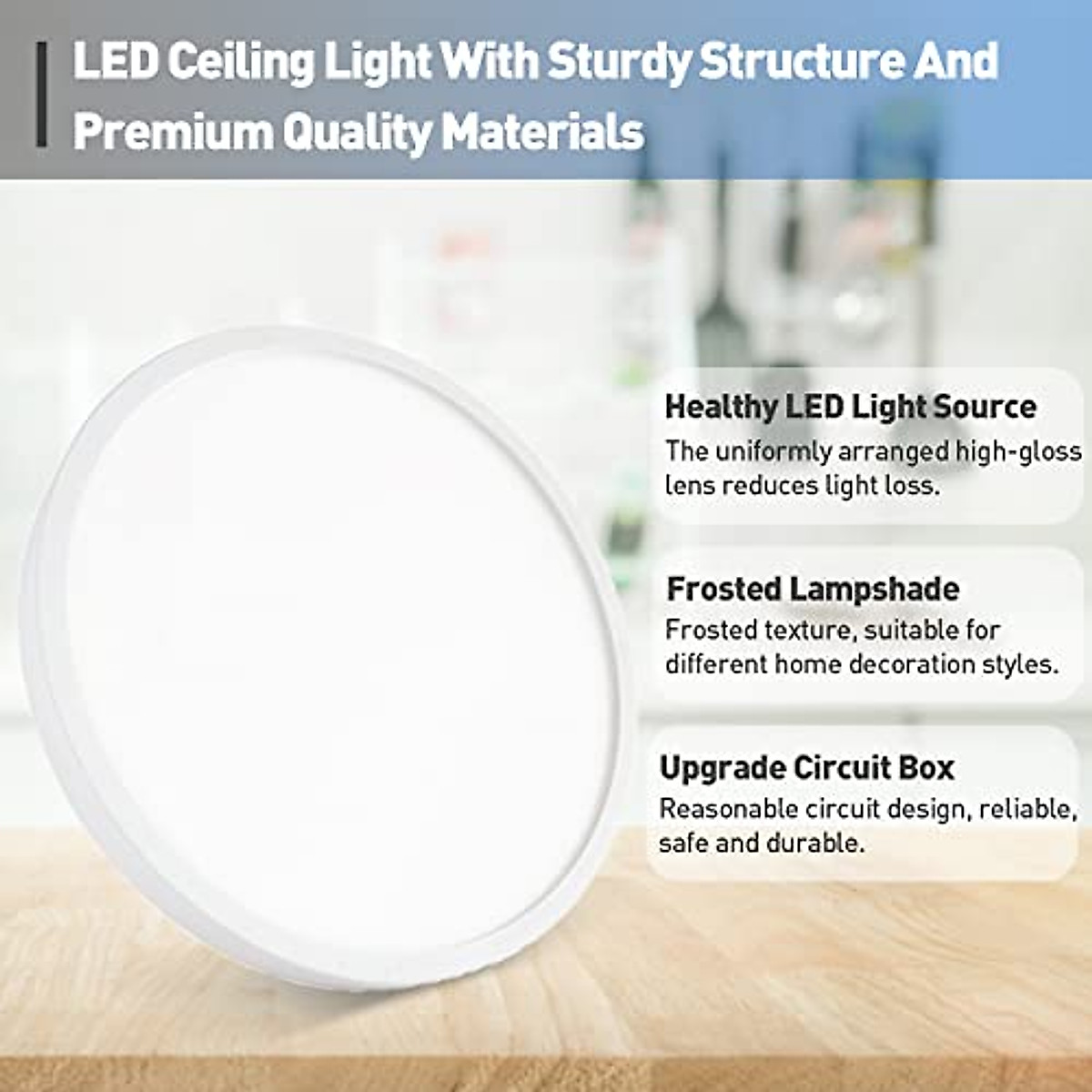 Eyesgood LED Ceiling Light Fixture Flush Mount 12 Inch 28W Lamparas de Techo Flat Bedroom Lights for Ceiling 6000K Round Ceiling Lamp Lighting for Bathroom Kitchen Basement