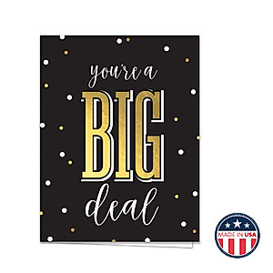 You're A Big Deal Greeting Card / 8.5" x 11" Large Funny Congrats Greeting Card/Jumbo Black Faux Gold Humor Congratulations Graduation Retirement Anniversary Good Luck Card