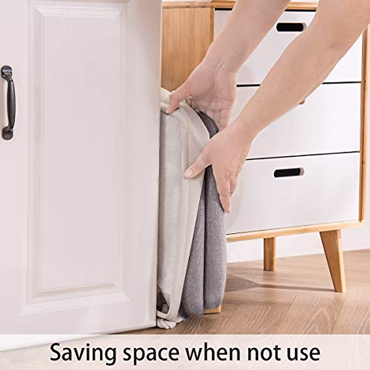 YOUDENOVA 72L Large Laundry Hamper Basket with Detachable Brackets and Handle,Collapsible Storage Basket with Removable Liner Bag for Bedroom,Bathroom Clothing and Toys Organization,Grey