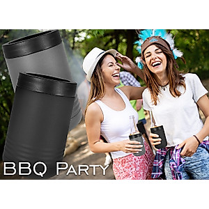 Stainless Steel 12 oz Double Wall Vacuum Insulated Can or Bottle Cooler Keeps Beverage Cold for Hours Beverage Holder Fits 16 oz Cans - Men Women Gift (Black)