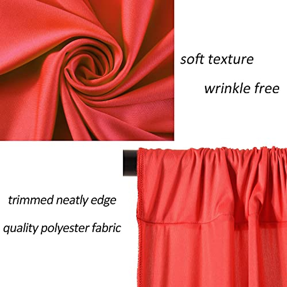 AK TRADING CO. 10 feet x 10 feet Polyester Backdrop Drapes Curtains Panels with Rod Pockets - Wedding Ceremony Party Home Window Decorations - RED (DRAPE-5x10-RED)