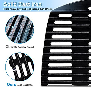 Adviace 6558 Cast Iron Griddle Plate and 7644/7582 Cast Iron Grill Grates for Weber Q100, Q120, Q140, Q1000, Q1200, Q1400 Grill Parts Accessories, 12.6 x 8.6 Inch Griddle, 17 x 12.7 Inch Grates.