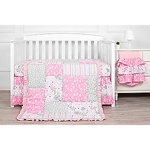 KIDDOS 3-Piece Baby Crib Bedding Set for Girls| Luxury Microfiber |Baby Crib Bedding Sets Include Comforter, Crib Sheet and Bed Skirt |Pink Dream
