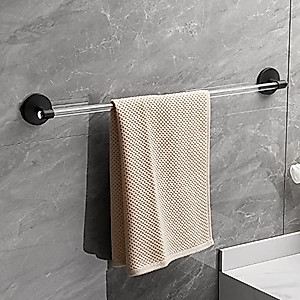 Bathroom Towel Bar 23.6 Inches Acrylic Shower Towel Rack for Bathroom Drill Free Bath Accessories Kitchen Towel Holder Wall Mounted Matte Black