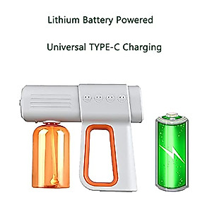 Julitech Portable Disinfectant Fogger Gun, Handheld Rechargeable Nano Sprayer Electric Sanitizer Spray Gun, for Outdoor Indoor Home Office, School or Garden,Blue