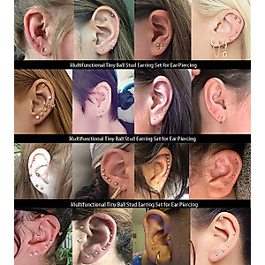 2mm CZ Stud Earrings for Women, 14K Gold Plated Cubic Zirconia Earrings Studs Small Gold Studs Tiny Stud Earrings Set for Women Men 20G Mini Studs Hypoallergenic, Pack of 6 Pairs