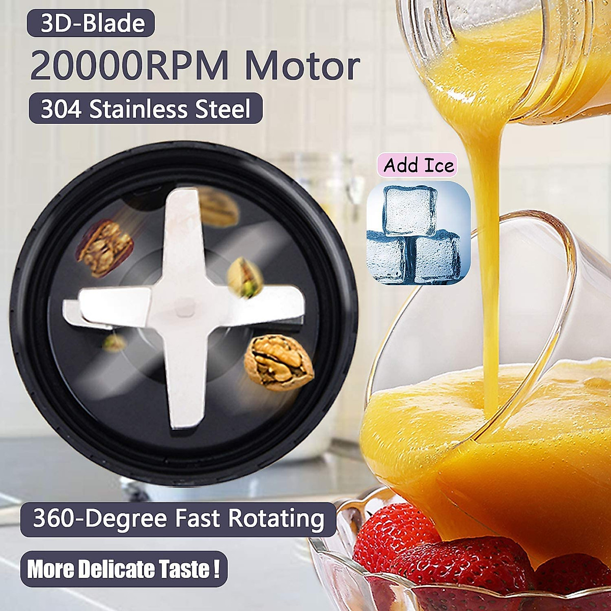 Blenders for Making Smoothies Shakes - 1000W High-Speed Professional Personal Blender,Fruit Juice Mixer High Speed Blender, 2-Set Blades,35oz and 14oz Portable Travel Blender Bottles,BPA Free