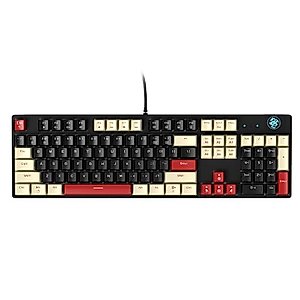MageGee Mechanical Gaming Keyboard MK-Armor LED Blue Backlit and Wired USB 104 Keys Keyboard with Blue Switches, for Windows PC Laptop Game(White&Black)