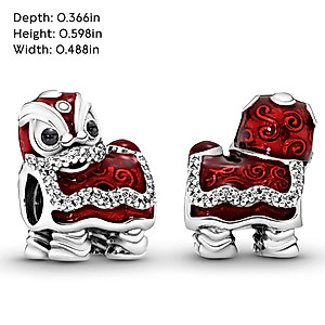 Pandora Chinese Lion Dance Charm - Compatible Moments Bracelets - Jewelry for Women - Gift for Women in Your Life - Made with Sterling Silver, Cubic Zirconia & Enamel, No Gift Box