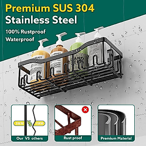 Shower Caddy 5 Pack, Adhesive Shower Organizer for Bathroom Storage & Home Decor & Kitchen,No Drilling, Large Capacity, Rustproof Stainless Steel Bathroom Organizer, Shower Shelves for Inside Shower