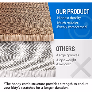 2 in 1 Cat Scratcher Cardboard Lounge Bed, Cat Scratching Board, Durable Board Pads Prevents Furniture Damage,Large