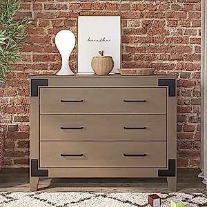 Child Craft Lucas 2-Piece Nursery Set with 4-in-1 Convertible Crib and 3 Drawer Dresser, Rustic, Modern Farmhouse (Dusty Heather)
