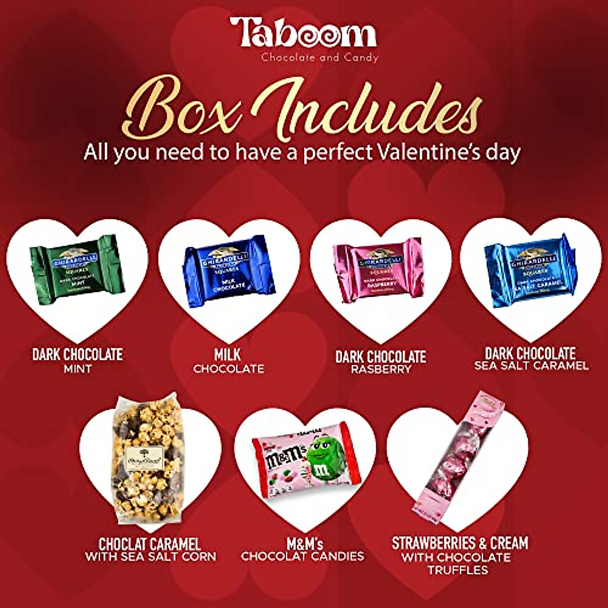 Mother's Day Candy Chocolate Gift Box – Deluxe Edition Valentines Chocolate with Harry David Popcorn, Ghirardelli Lindt Strawberry Cream Truffles, M and M White Chocolate Strawberry Shake Heart Box