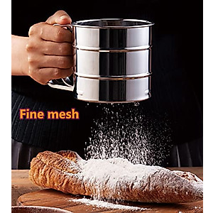 Flour Sifter,Stainless Steel Sifter for Baking, Double Layers Sifter, Powder Sugar Shaker with Hand Press Design, Flour Sifter for Baking in the kitchen