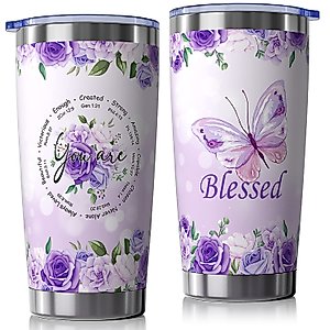 Christian Gifts for Women, Inspirational Gifts Purple Butterfly Gifts Religious Gifts for Women, Birthday Gifts for Women, Mom, Best Friend,Aunt, Sister- Christmas Gifts For Women Tumbler Gifts Idea
