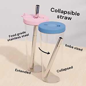 Dodoko Reusable Boba Cup and Straw Boba Tea Cup Bubble Tea Cup Reusable Iced Coffee Cup Cold Coffee Cup Smoothie Cup with Lid and Straw Smoothie Cup to go Smoothie Tumbler 24 oz - Sage Green