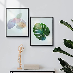 Golden State Art, 11x14 Floating Frame, Black Aluminum Picture Frame, Clear Glass Displays Any Size Photo up to 11 by 14, for Wall or Table Top Decoration