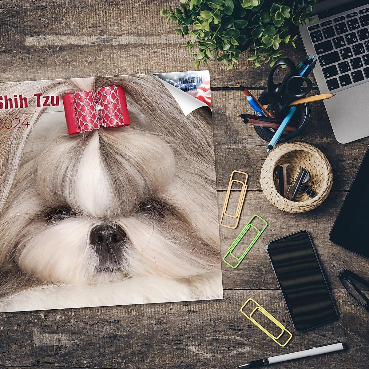 2023 2024 Shih Tzu Calendar - Dog Breed Monthly Wall Calendar - 12 x 24 Open - Thick No-Bleed Paper - Giftable - Academic Teacher's Planner Calendar Organizing & Planning - Made in USA