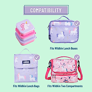 Wildkin Nesting Food Containers for Kids – Stackable, Airtight & Dishwasher Safe - Set of 3 - Unicorn