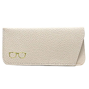 K Luxury Women's Eyeglass Case Leather Soft Holder Pocket Cases Slim Travel Pouch for Sunglasses Eyeglasses Readers (Beige)