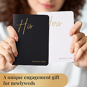 URSUNSHINE Vow Books His and Hers - Wedding Vow Books with Gold Foil Lettering, 5.5" X 4", Plenty Space to Write for Your Vows, Perfect Essentials for Your Wedding Day/Aniversaries - Black & White