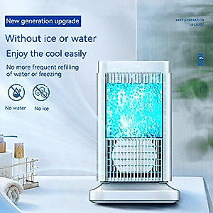 Portable Air Conditioner，Semiconductor Mini Air Conditioner 85W，With Water Stripe Aurora Night Light Personal Air Conditioner，Small AC Fan 4-Speed Silent for Desk，Home，Bedroom，Room，Office，Travel-White
