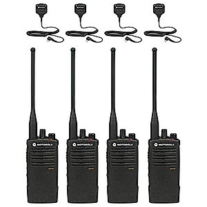 MOTOROLA SOLUTIONS RDU4100 Business Two-Way Radios with HKLN4606 Speaker Mics 4-Pack