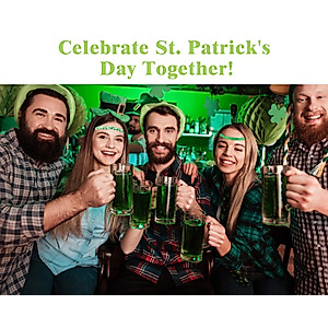 MoKo St Patricks Day Headband 5Pack, Non-Slip Stretchy Green Glitter Clover Headbands Accessories for Women Girls Teens