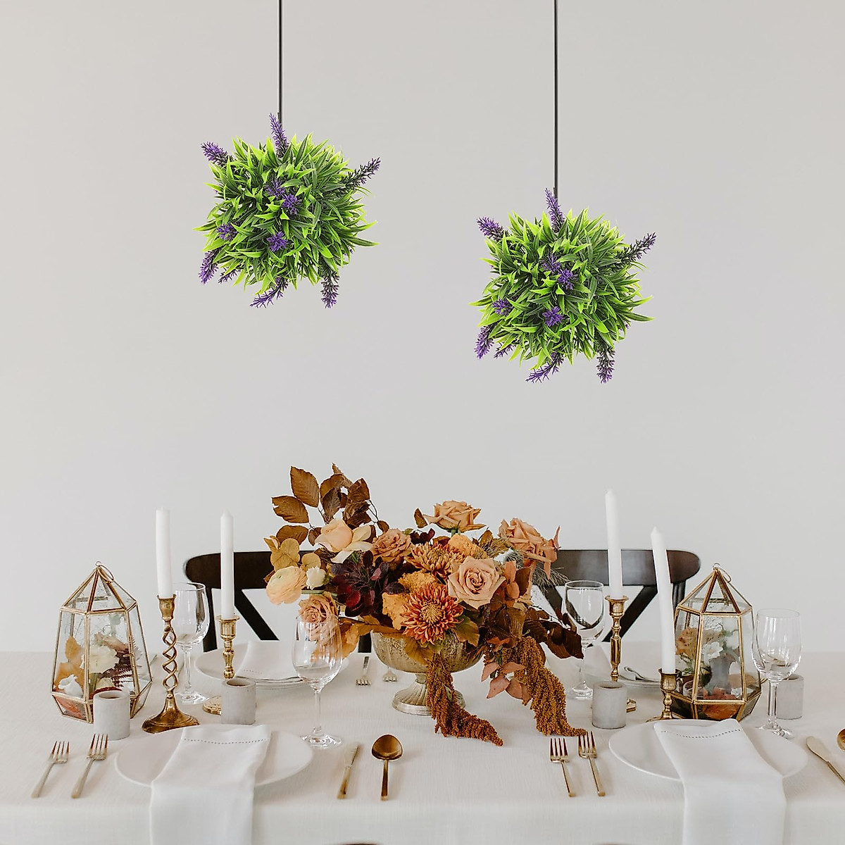 DOITOOL 2Pcs Artificial Green Plant Decorative Balls, Artificial Topiary Ball Hanging Faux Boxwood Plants for Indoor, Outdoor, Backyard, Garden, Balcony, Wedding and Home Decor