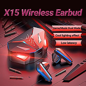 Wireless Gaming Earbuds, True TWS 5.0 Earbud in Ear Bluetooth Headphones with LED Display, CVC8.0 Noise Cancelling, Low Latency Headphones for Gaming, Listening to Music, Calling, USB-C Charging Case